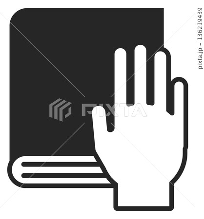 Court oath symbol. Hand on book black iconのイラスト素材 [136219439] - PIXTA