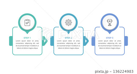 Three Step Process Infographic Templateのイラスト素材 [136224983] - PIXTA