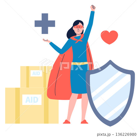 Defender woman. Protective woman character....のイラスト素材 [136226980] - PIXTA