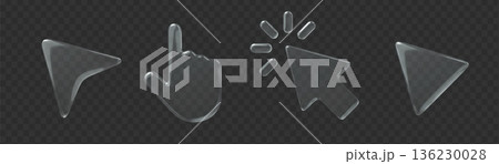 3d glass icon cursor set on dark transparent...のイラスト素材 [136230028] - PIXTA