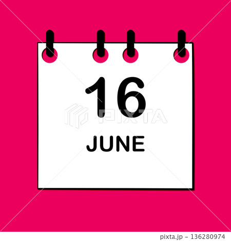 June 16. Daily Calendar icon for design. Simple...のイラスト素材 [136280974 ...