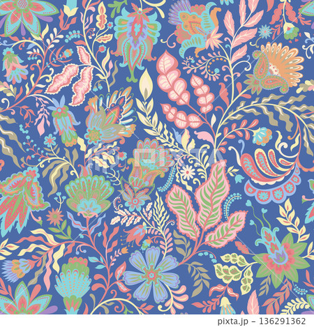 Pastel Folk Floral Bouquet Repeat Patternのイラスト素材 [136291362] - PIXTA