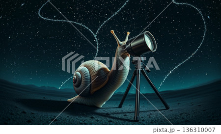 Snail stargazer a cosmic journey. A whimsical...のイラスト素材 [136310007] - PIXTA