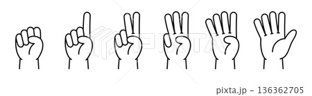 Cartoon hand counting from 0 to 5 with fingers....のイラスト素材 [136362705 ...