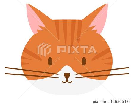 Sad animal head. Cute cat face avatarのイラスト素材 [136366385] - PIXTA