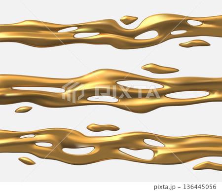 Metal liquid golden drip wave pattern set with...のイラスト素材 [136445056 ...