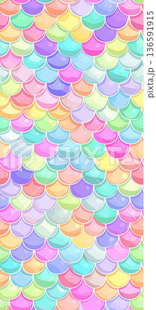 Pastel rainbow mermaid scales seamless pattern...のイラスト素材 [136591915 ...