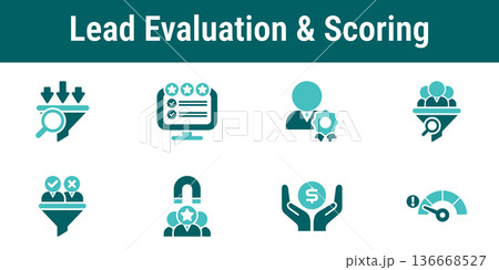Lead Evaluation and Scoring Iconsのイラスト素材 [136668527] - PIXTA