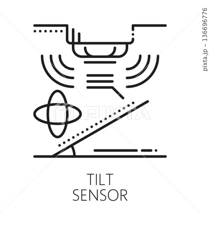 Tilt detection alarm sensor line icon. Smart...のイラスト素材 [136696776] - PIXTA