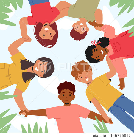 Children Characters Stand in Circle, Holding...のイラスト素材 [136776817] - PIXTA