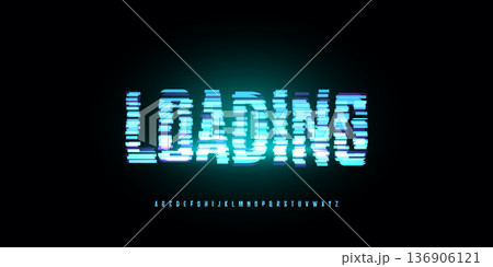 Loading Neon Glitch Font Logo Alphabet Button,...のイラスト素材 [136906121 ...