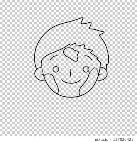 Simple line drawing of a smiling child's faceのイラスト素材 [137826425] - PIXTA